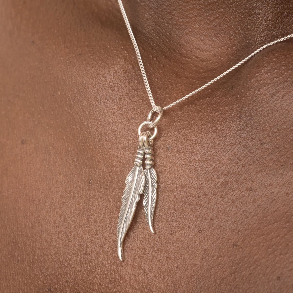 Double Silver Feather Earrings (pair) - Royal Mile Silver