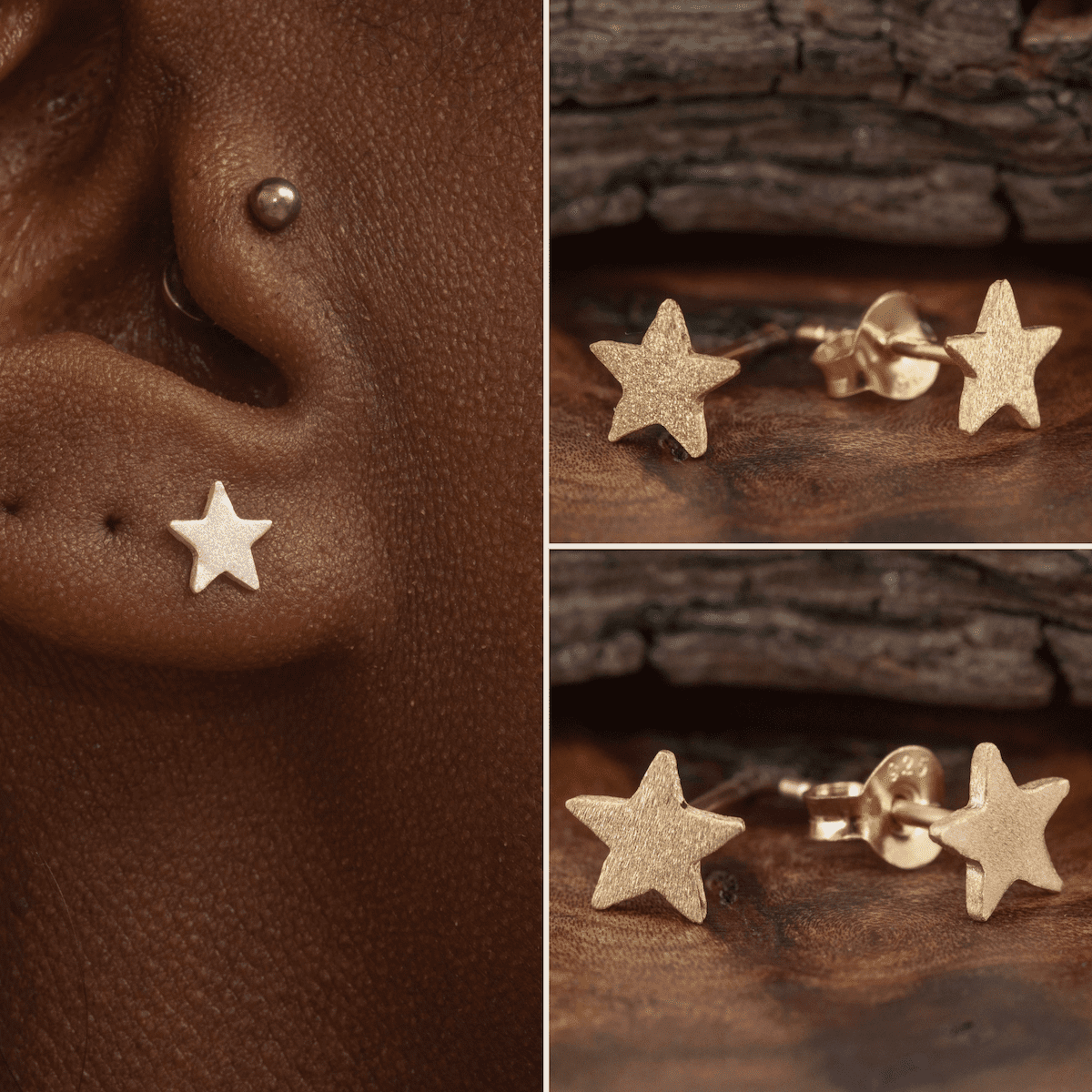 Star Stud Earrings - Silver, Gold & Rose Gold - Royal Mile Silver