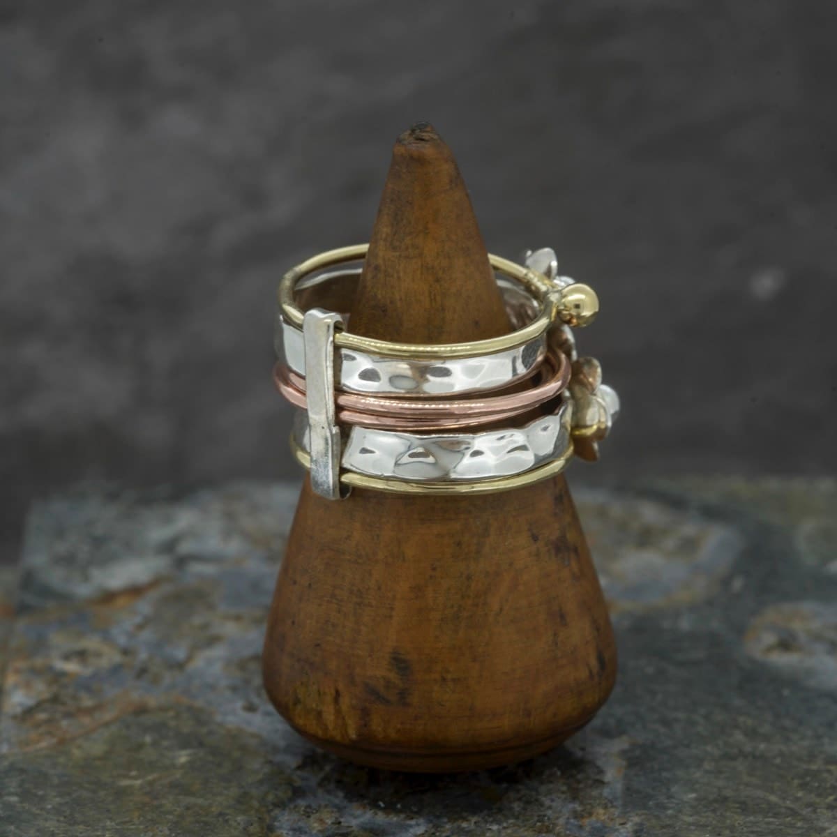 Mixed Metal Flower Stacker Ring - Royal Mile Silver