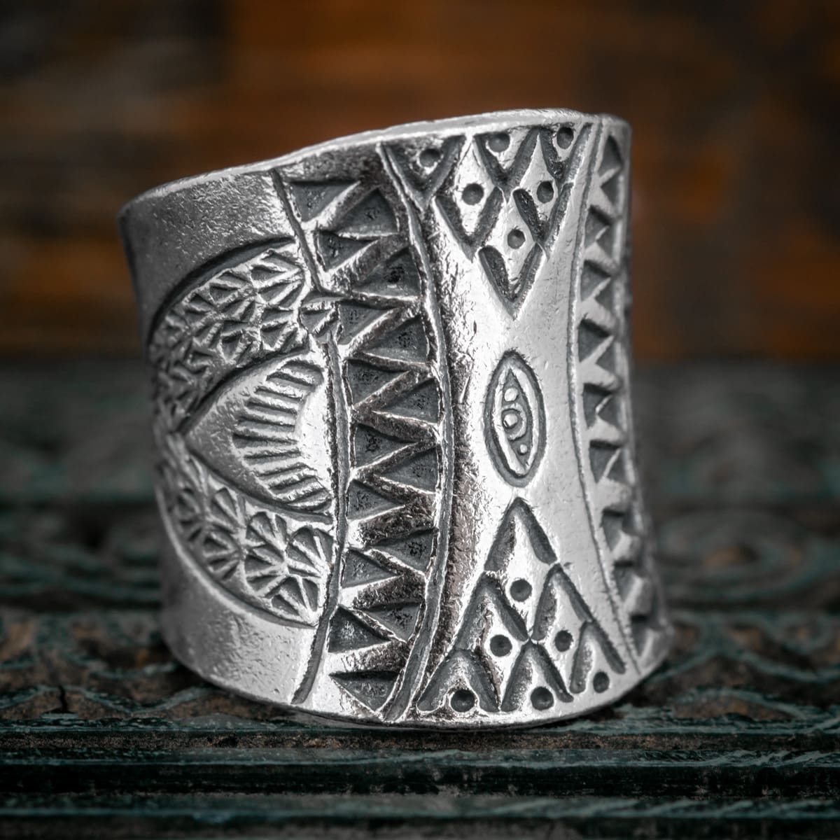 Handmade Tribal Patterned Ring - Royal Mile Silver