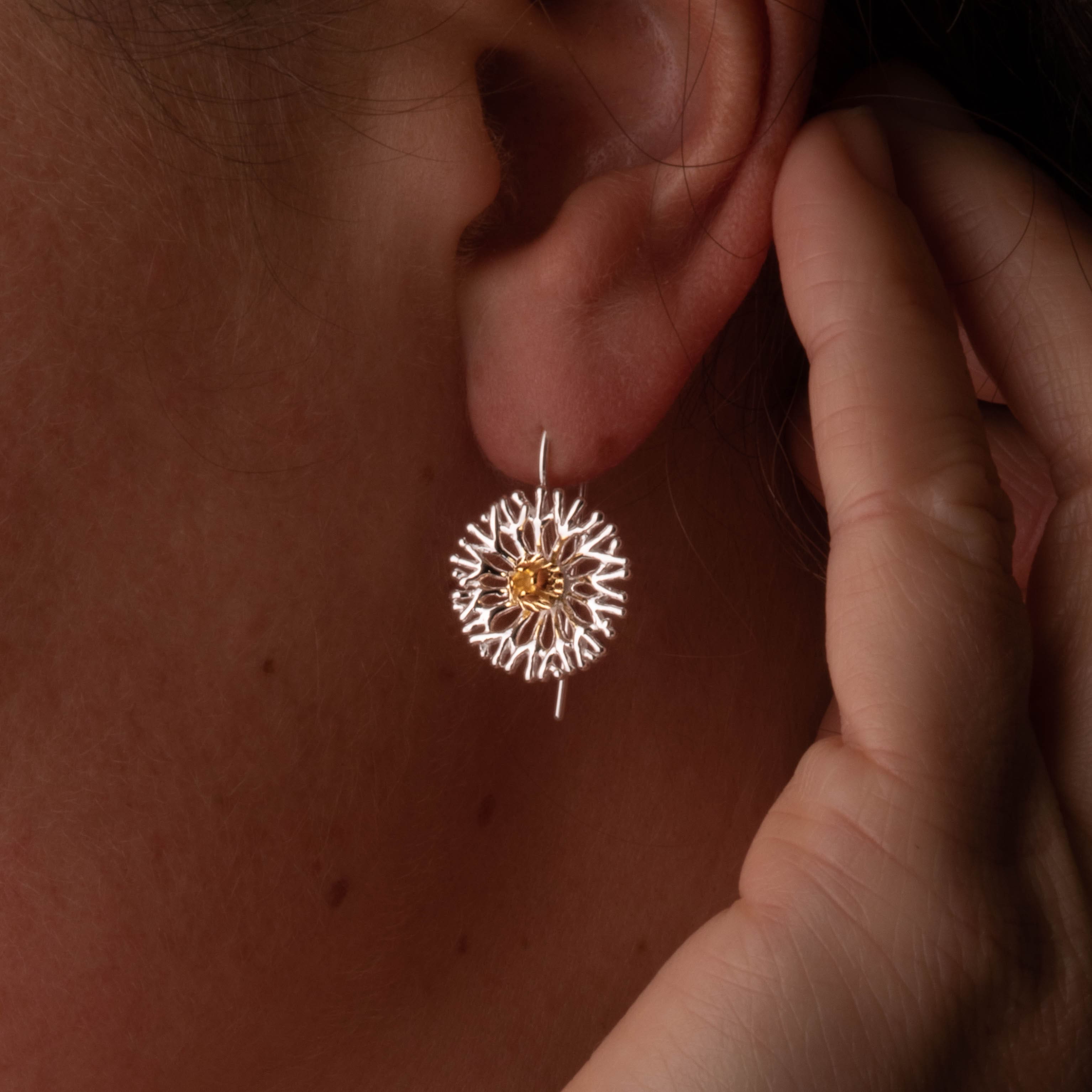 Scottish Dandelion Flower Earrings - Royal Mile Silver
